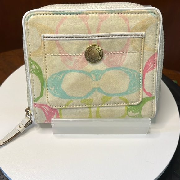 Coach | Bags | Coach Zippered Wallet Pastel Colors On Creamwhite ...